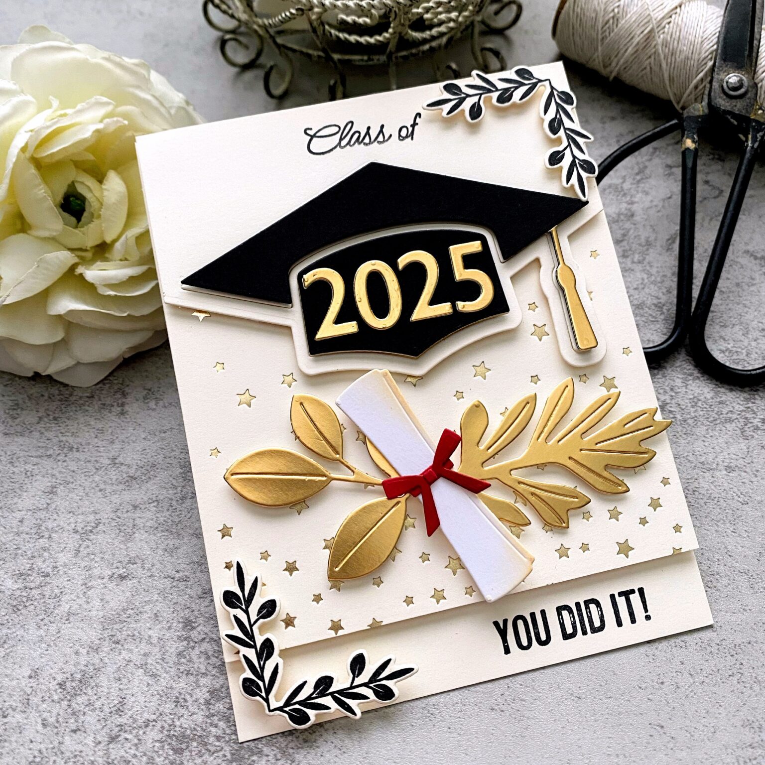 Elegant Edges: Graduation dies + Reflections Numbers 6 stamps and dies