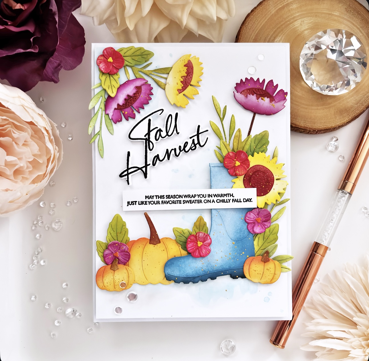 Into the Blooms: Fall Boot Dies+ Love to Layer: Elegant Points Dies + Elegant Edges: Pumpkin ...